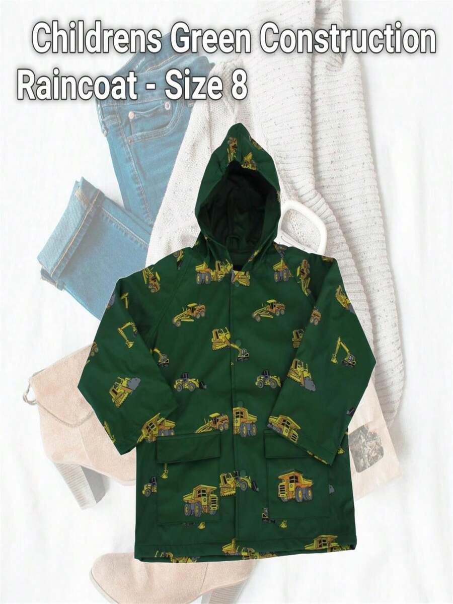 Childrens Green Construction Raincoat - Size 8 | SHEIN USA