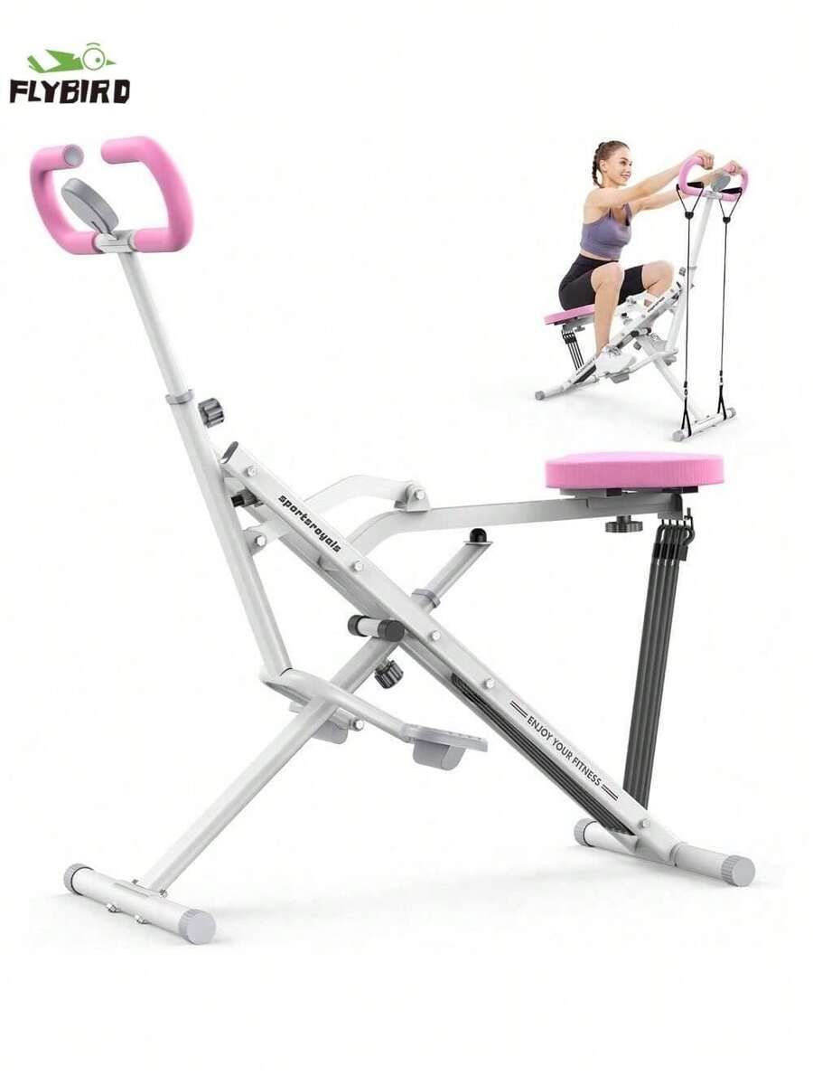 FLYBIRD Flybird Pink Squat Machine Rowing Machine For Home 2 In 1 Rower & Squat Assist Workout ...