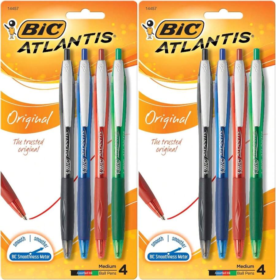 BIC Atlantis Original Retractable Ball Pen, Medium Point (1.0 Mm ...
