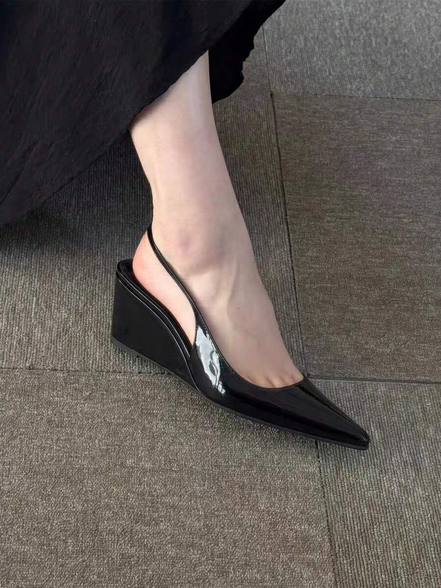 Niche High-End Pointed Toe Wedge Heel Closed Toe Sandals, Spring/Summer ...