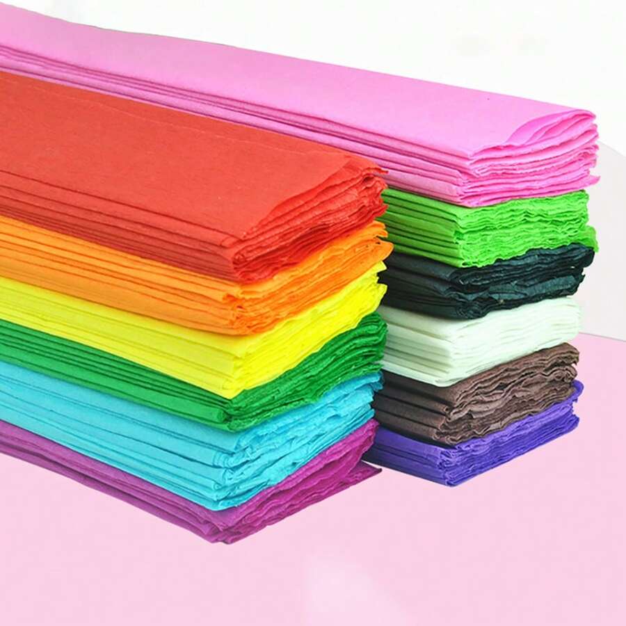 10pcs/Pack 10 Colors Crinkle Paper Pleated Color Block Multicolor ...