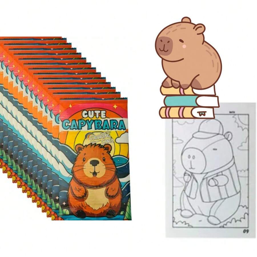 4 Surprise Capybara Coloring Cards | SHEIN USA