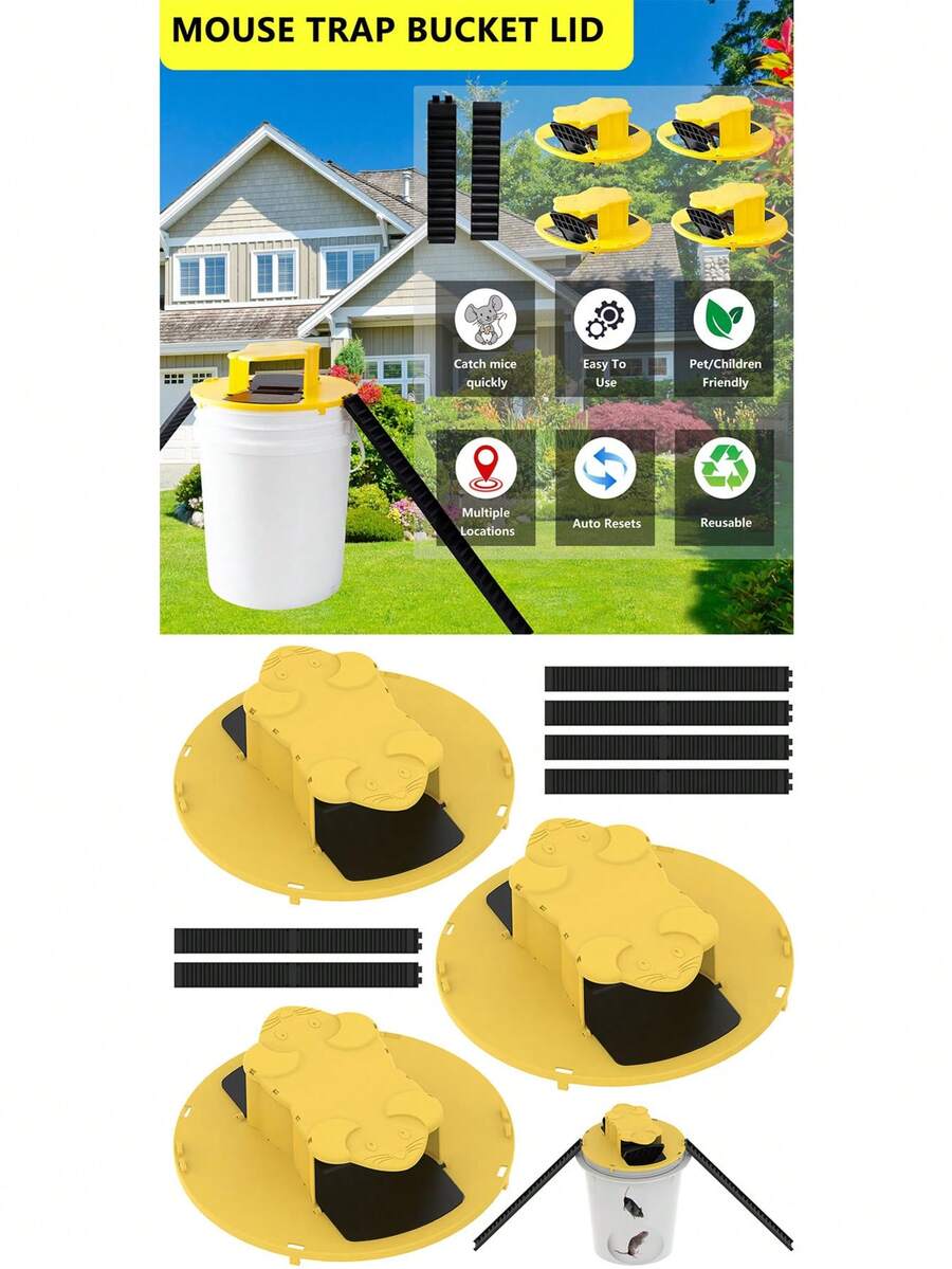 2pcs Double-End Mouse Trap Bucket Flip Lid - Multi-Catch, Auto-Reset ...
