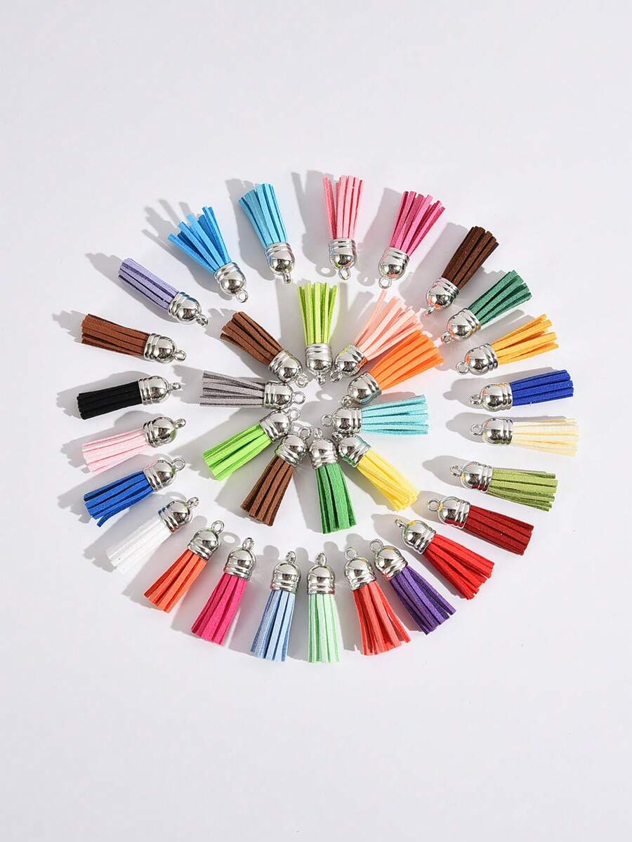 10/50/100pcs Random Mixed Color Keychain Tassel Leather Tassels For DIY ...