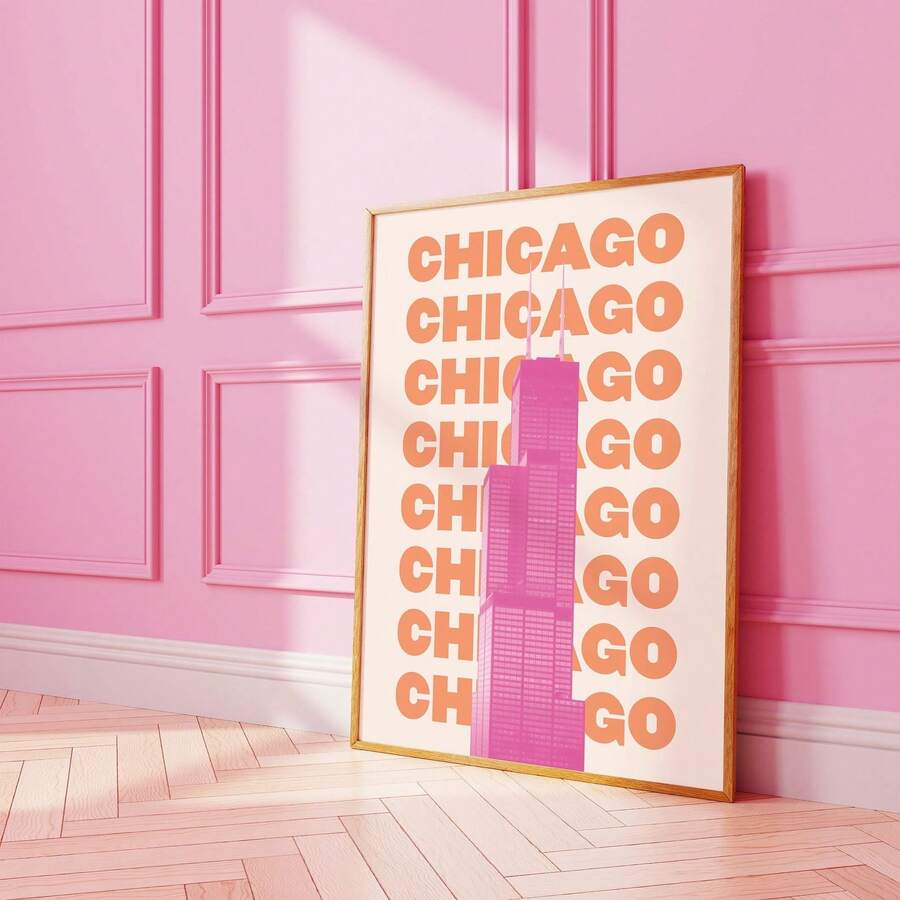 1 pieza Impresión de pared de Chicago sin marco con la silueta de la ...