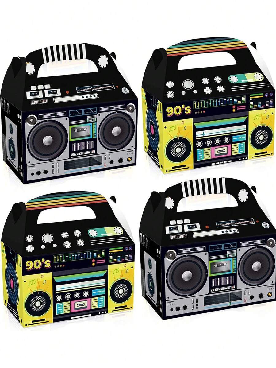 12 Black Radio-Shaped Gift Boxes, Retro Speaker Radio Party Favor Boxes ...