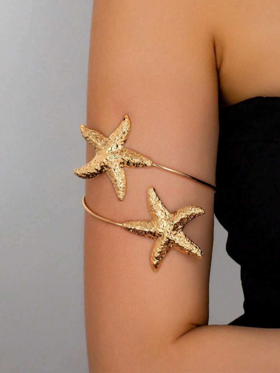 1 Pc Starfish Arm Cuff Women Summer Jewelry Vocation Style Beach Arm Bracelet Arm Bangle | SHEIN USA