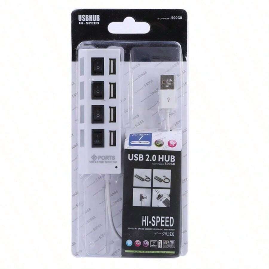 USB-Hub-Extender 7-Port-Hub schwarz und weiß mit Schalter Licht-Hub 4 ...