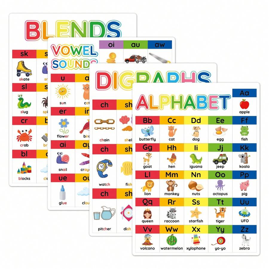 4 Natural Spelling Classroom Posters With English Alphabet Starter ...