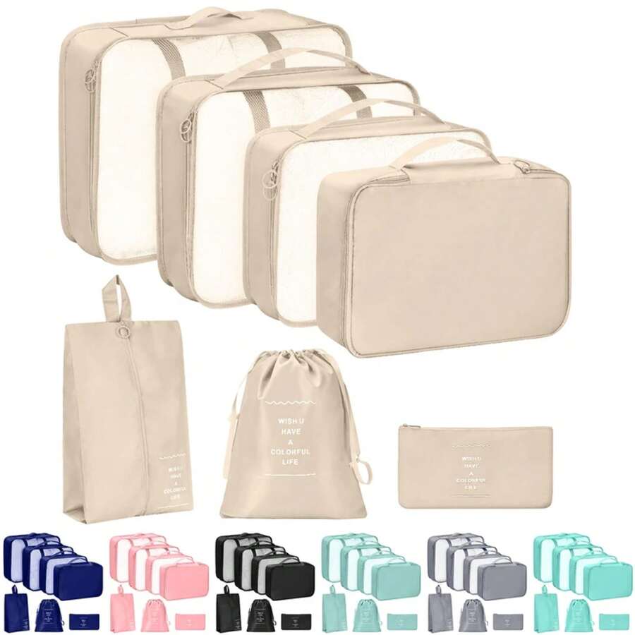 7 Pcs/Set Travel Organizer Storage Bags Suitcase Packing Cubes Set ...