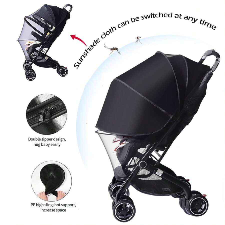 Baby Stroller Mosquito Net, Double Zipper Mosquito Net, UV Protection ...