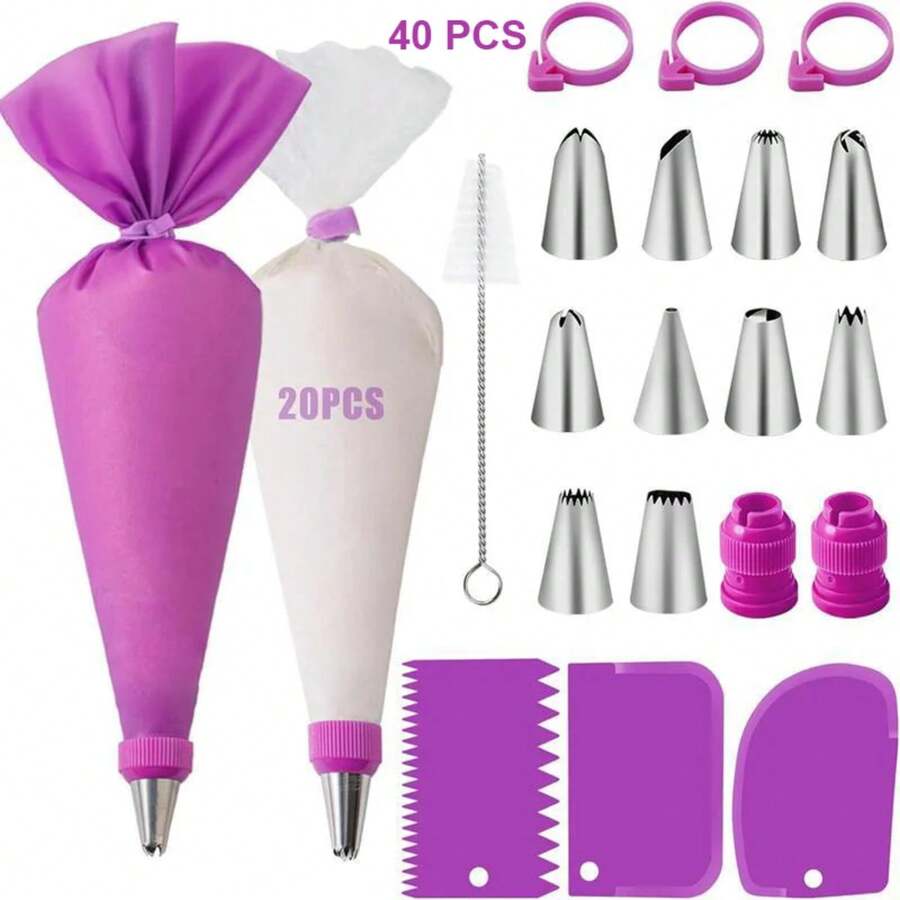 Set Of Silicone Tube Bags And Tips DIY Cake Decorating Kit With ...