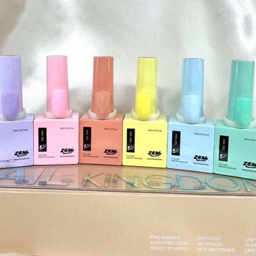 Kit With 5 Zem SQUARE Nail Polish Nail Gel Soak Off Color Coat 10ml UV ...