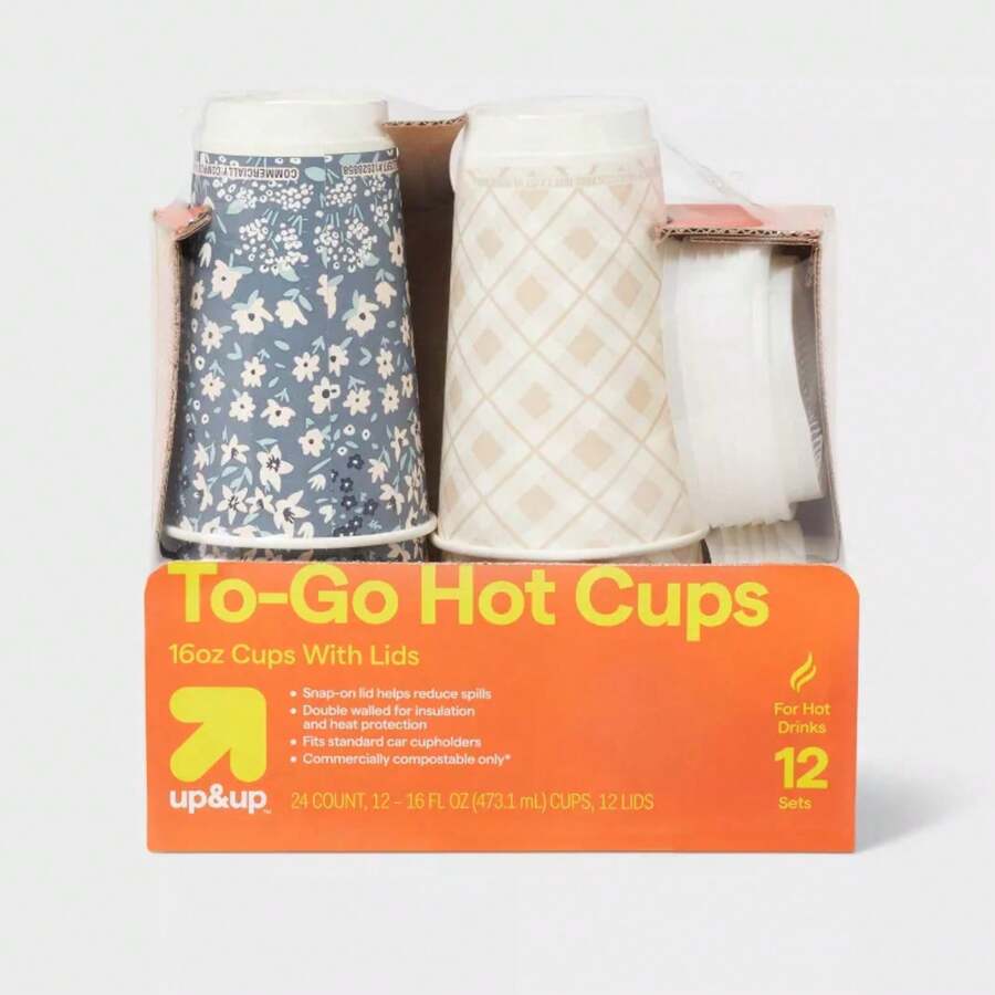 Compostable Hot Cups With Lids - 16oz/12ct | SHEIN USA