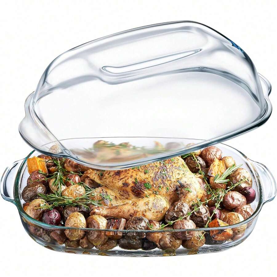 Simax Casserole Dish For Oven, 8 Quart Glass Baking Dish With High Lid ...
