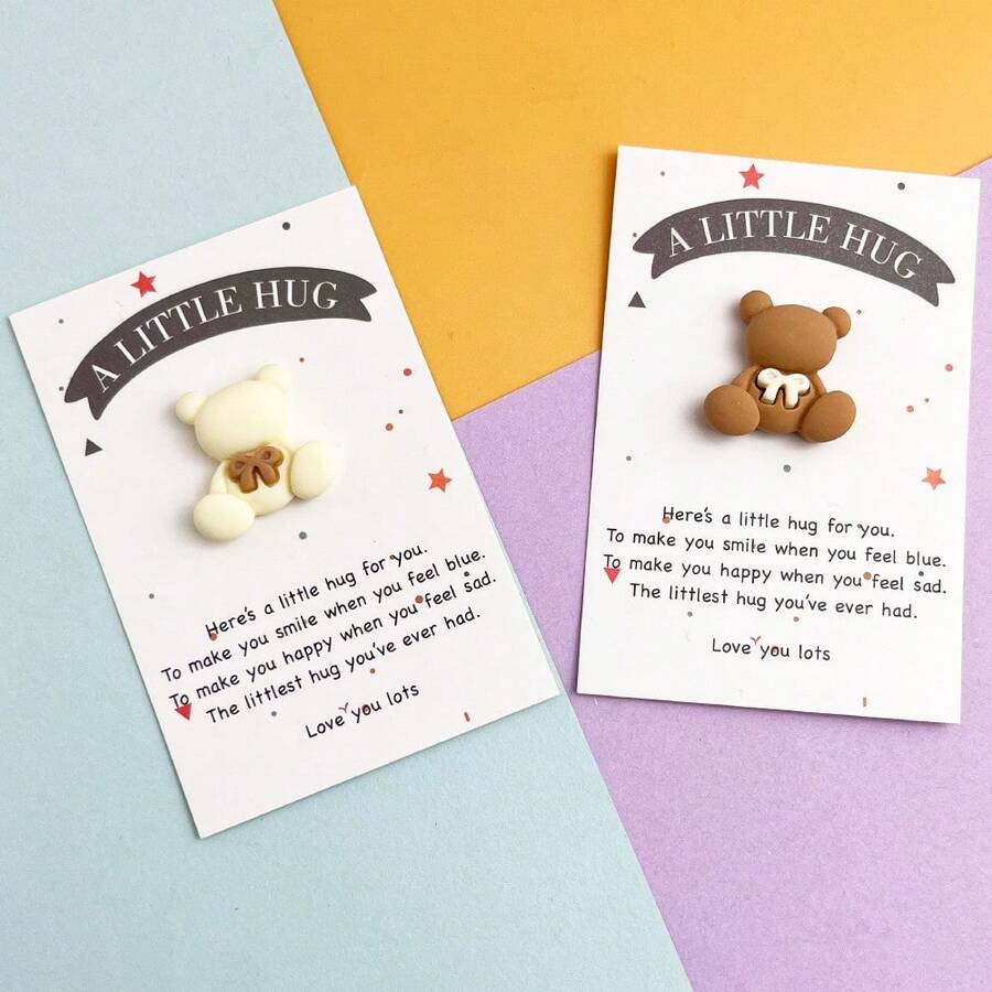 "A Little Hug" Mini Bear Greeting Card,Diy Colorful Greeting Card,Resin ...