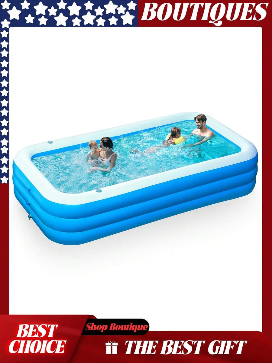 Inflatable Swimming Pool With Seats, 120" X 72" X 22" Full-Sized Blow ...