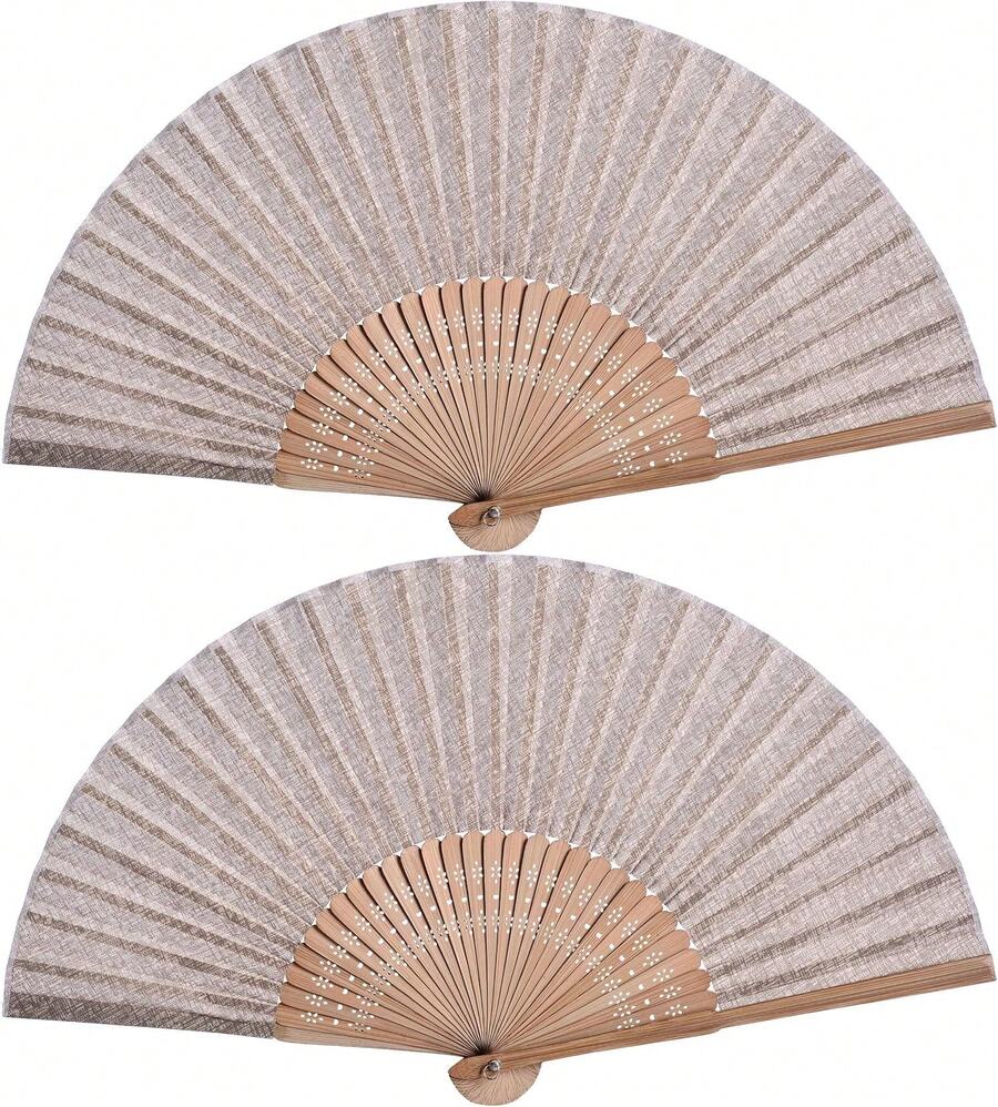 Salutto Hand Fan With Beautiful Fabric Printed (Coffee) | SHEIN USA