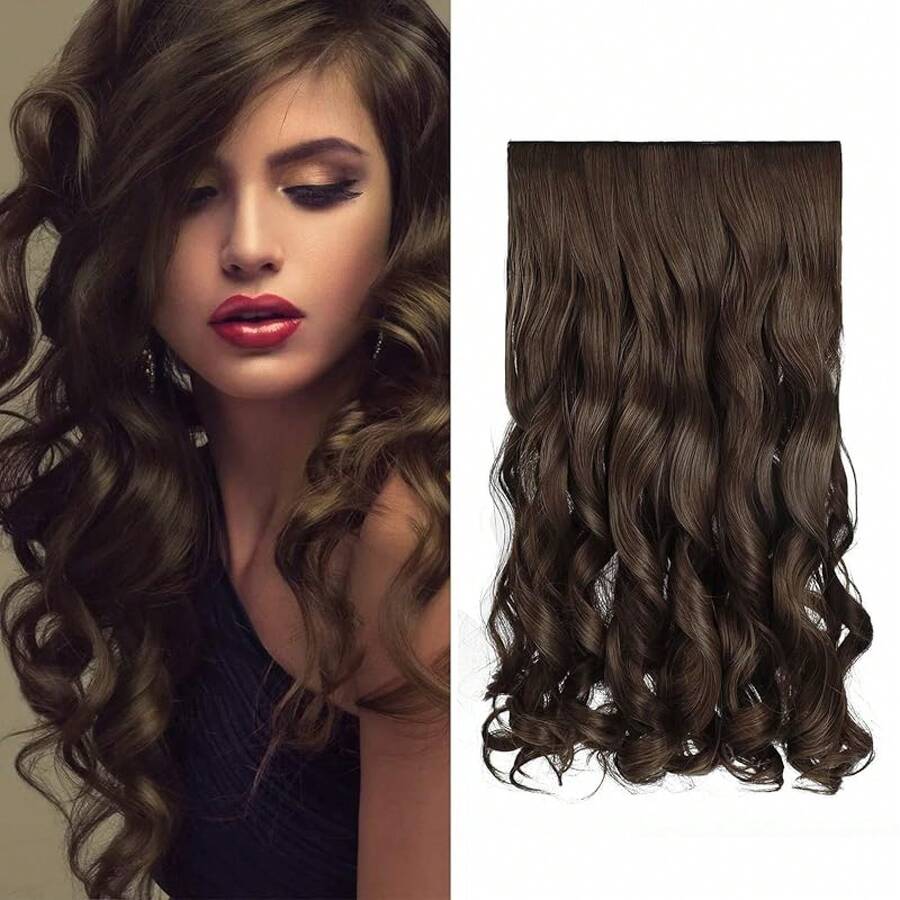 REECHO 24" 1-Pack 3/4 Full Head Curly Wave Clips In On Synthetic Hair ...