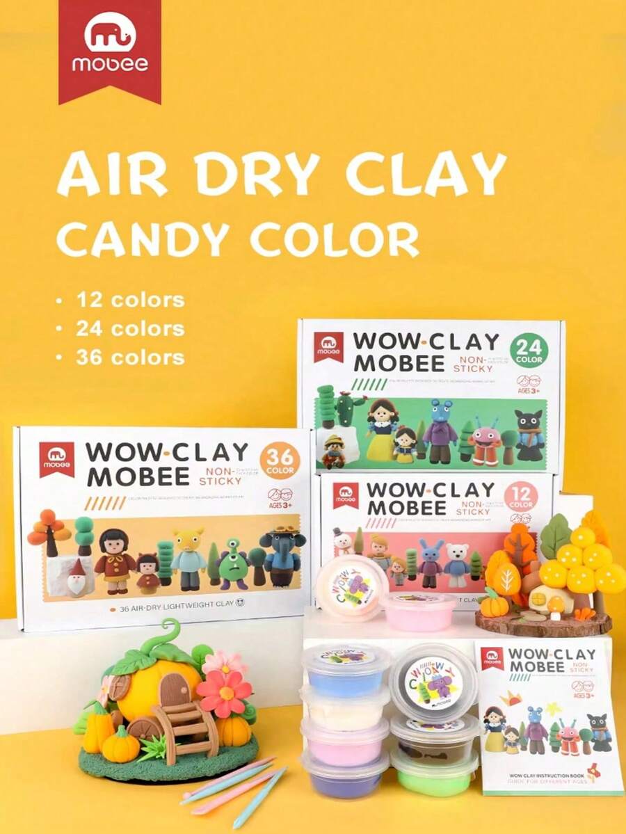 Mobee 36/24/12pcs Modeling Clay Set Air Dry Clay Set Box, Suitable For ...