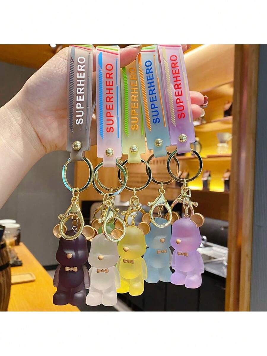 1pc Silicone Bear Resin Color Changing Bear Keychain, Couples Birthday Gift, Car Bag Pendant ...