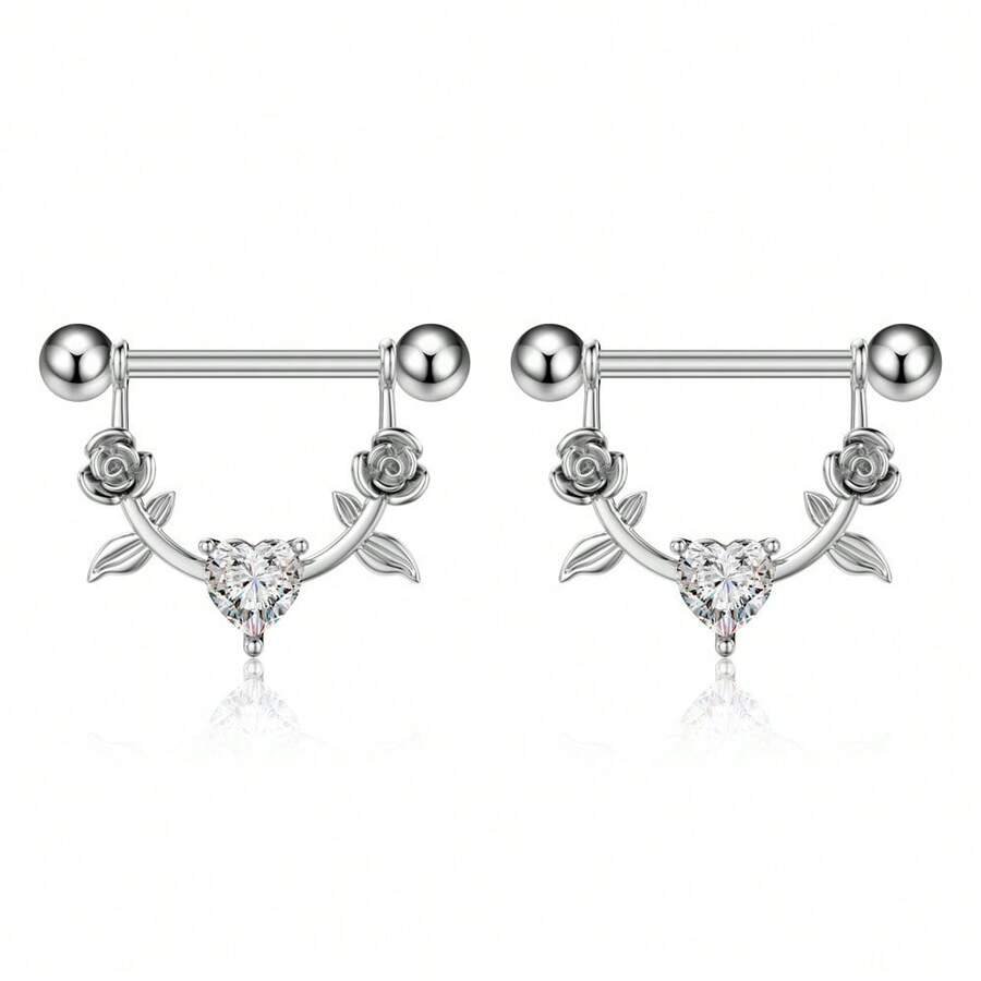 A Pair Of Women's Fashionable New Styles With Synthetic Heart-Shaped ...