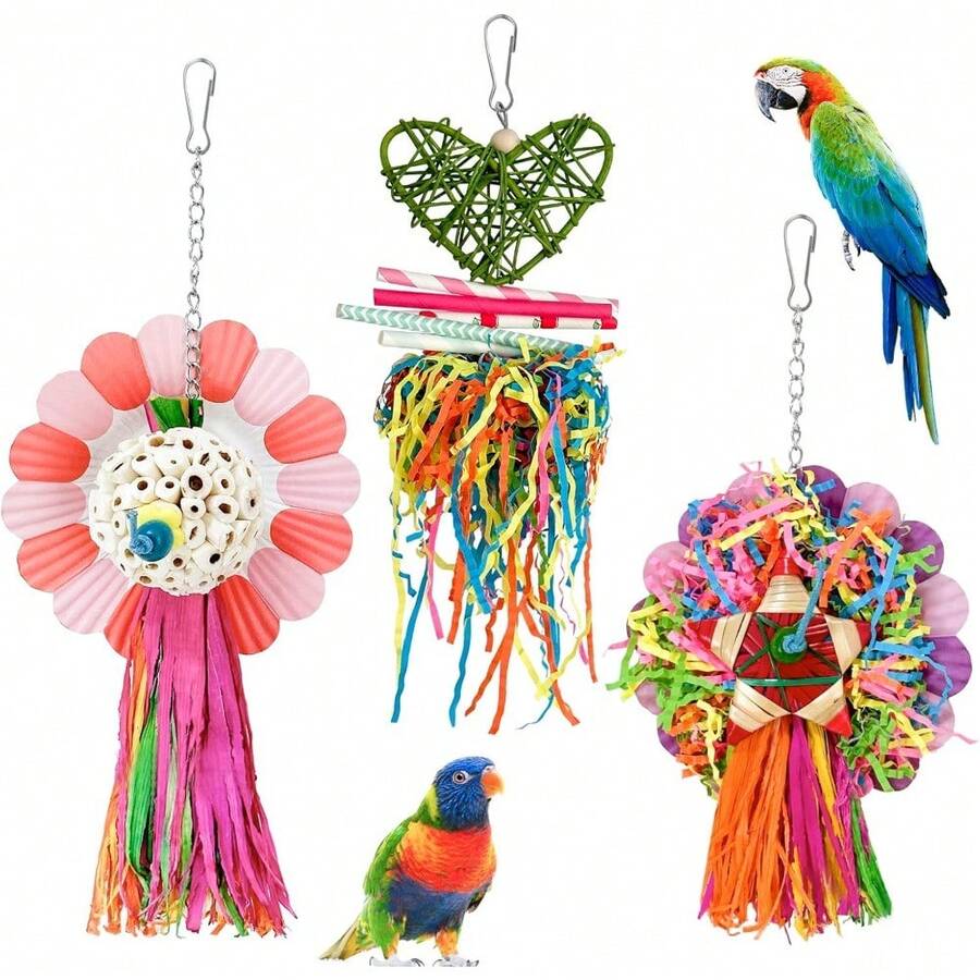 Bird Toys, 3PCS Natural Corn Cob Bird Chew Toys Bird Foraging Toys For ...