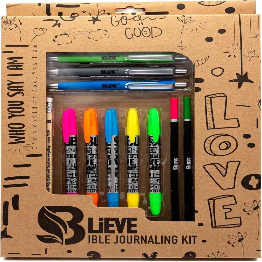 BLIEVE - Bible Journaling Kit With Gel Highlighters And Pens No Bleed ...
