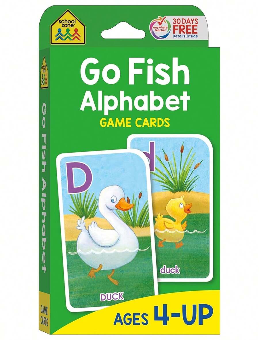 School Zone Go Fish Alphabet Game Cards: Preschool, Kindergarten, 1st ...