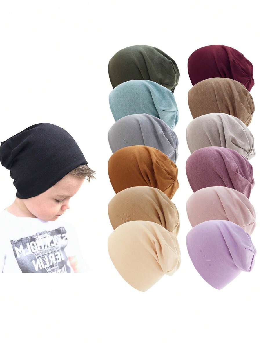 1pc Baby Solid Color Beanie Hat, Newborn Warm Knit Cap, Suitable For ...