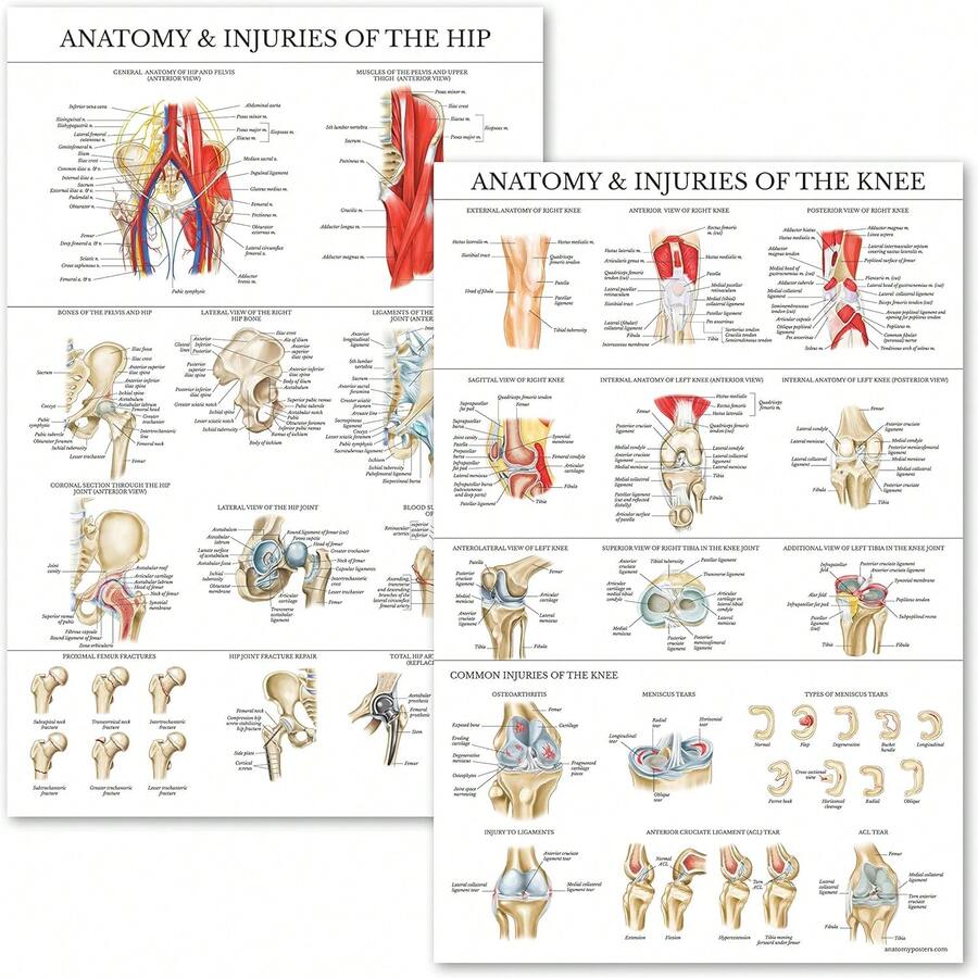 Learning 2 Pack - Anatomy And Injuries Of Knee & Poster Set ...