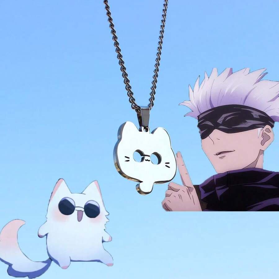 1 pieza/Mercancía de anime 2D Lindo gato Gojo Satoru Colgante de acero ...