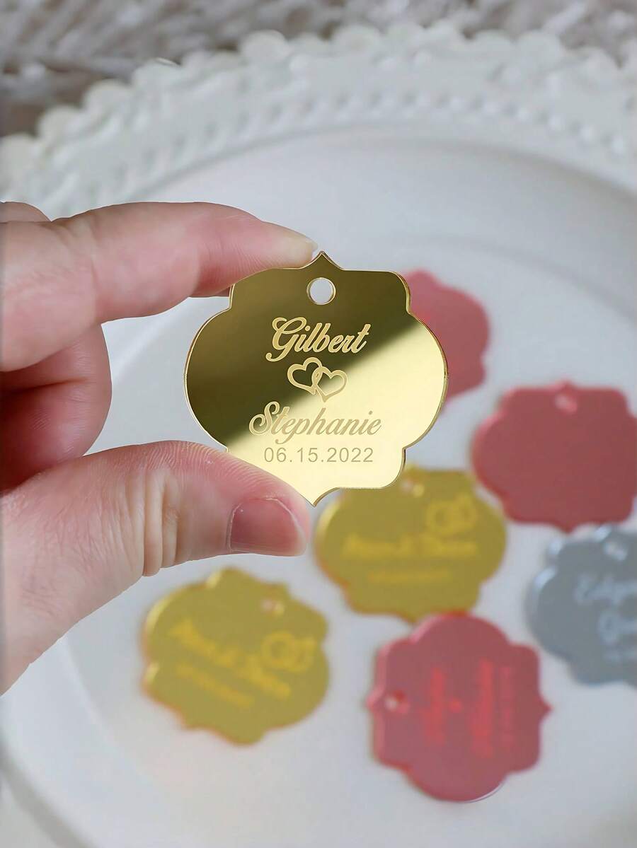 100/50/30/10/5pcs Custom Acrylic Mirror Labels, Save The Date Labels ...