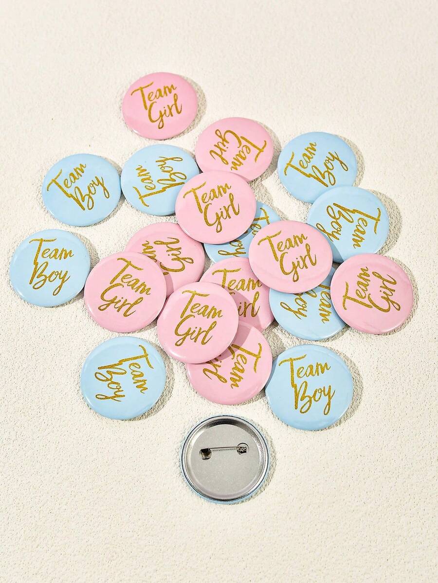 10/20/30pcs Gender Reveal Buttons Team Boy Girl Pins Buttons For Baby ...