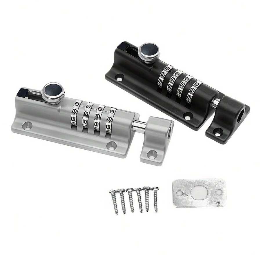 Customizable 4-Digit Combination Slide Lock - Metal Bolt Door Security ...