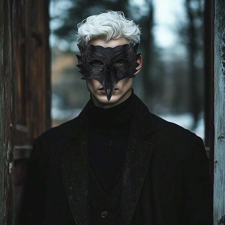 Men Women Halloween Bird Facewear Black Cosplay Masquerade Party Adult ...