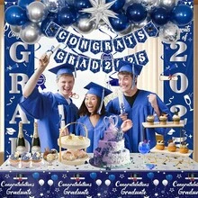 Graduation Decorations Class Of 2025, Navy Blue And Silver Graduation Decorations, 2025 ...