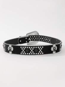 1pc Sparkly Rhinestone Rhinestone Sequin Studded Belt For Men & Women ...