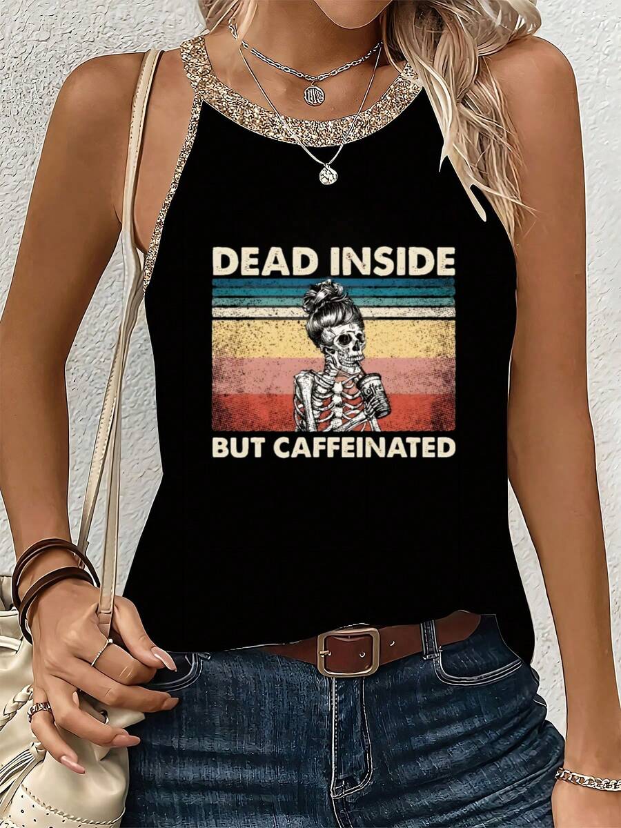 Dark - Humor - Caffeine - 'DEAD INSIDE BUT CAFFEINATED' With Skeleton ...