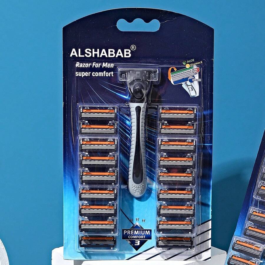 1 Razor + 20pcs Extra Refill Cartridges 3blades Men Razor Gray Color ...