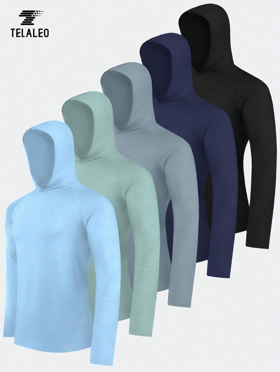 TELALEO 5 Pack Boyfriend Style Men's Sun Protection Hoodie Long Sleeve ...