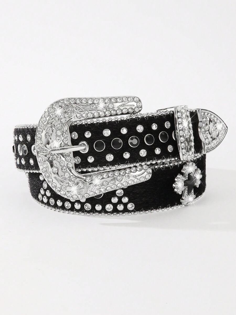 1pc Sparkly Rhinestone Rhinestone Sequin Studded Belt For Men & Women ...