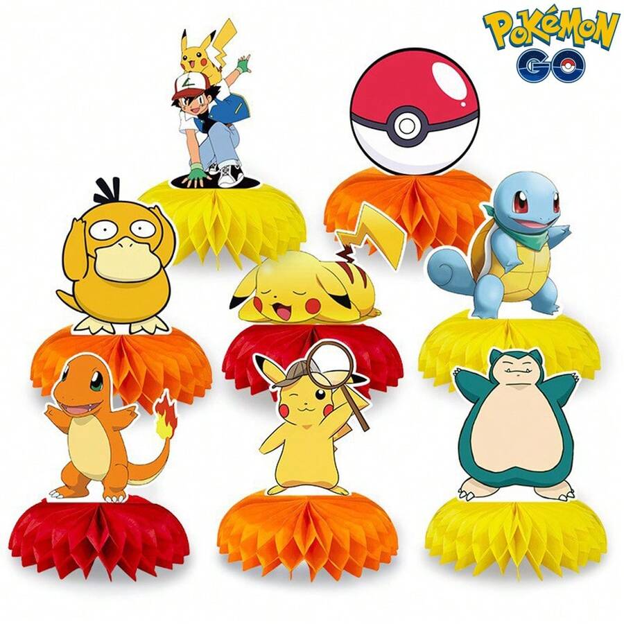 pokemon 8pcs Pokemon Series Party Decorations – Honeycomb Centerpieces ...