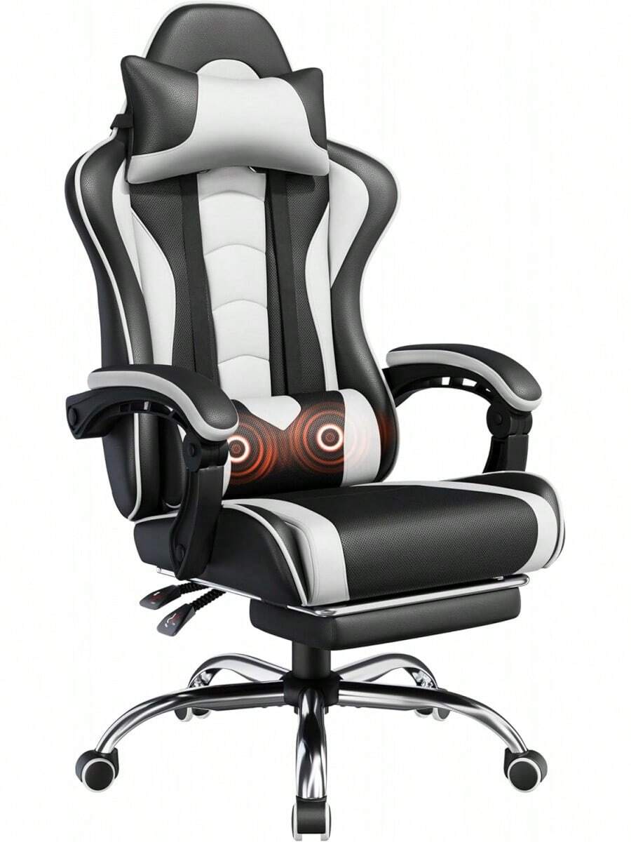 Yaheetech Gaming Chair, Video Game Chair With Massage Lumbar Support ...
