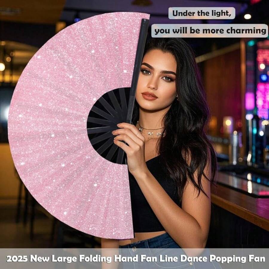 Large Folding Fan-Hand Fan Popping Fan For Line Dancing Clacking Fans ...