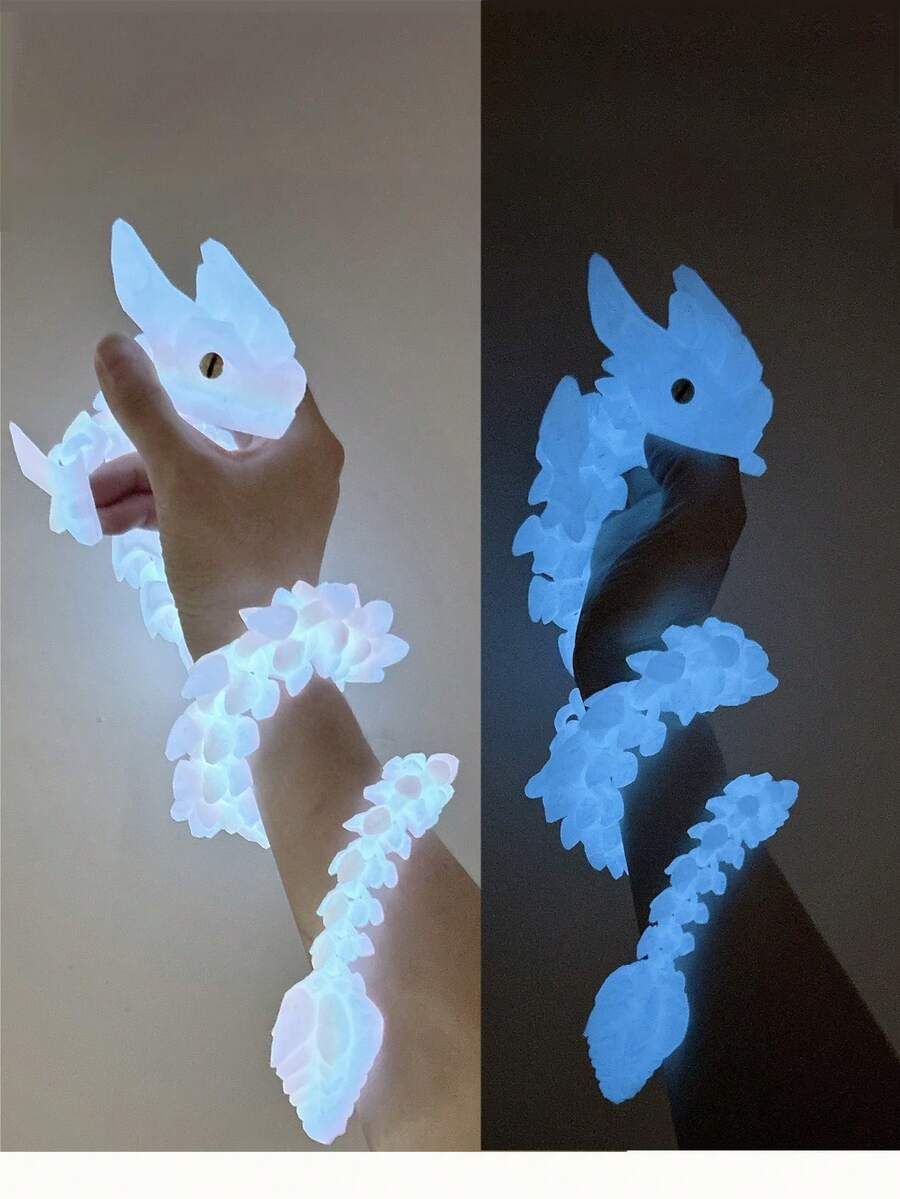 3D Printed Cool Glow-In-The-Dark Dragon Toy Figurine, Realistic Animal ...