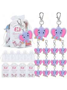 30pcs/Set, Cute Elephant Keychains For Gender Reveal, Birthday, And ...