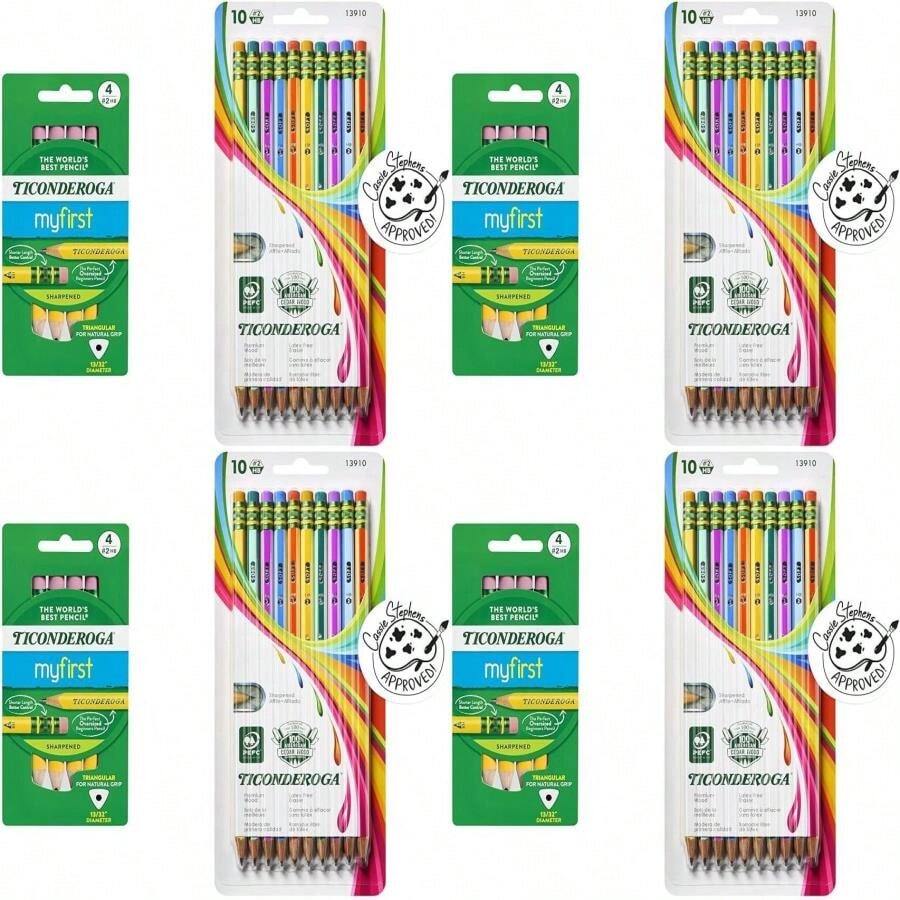Ticonderoga My First Short Triangular Wood-Cased Pencils, 2 HB Soft ...