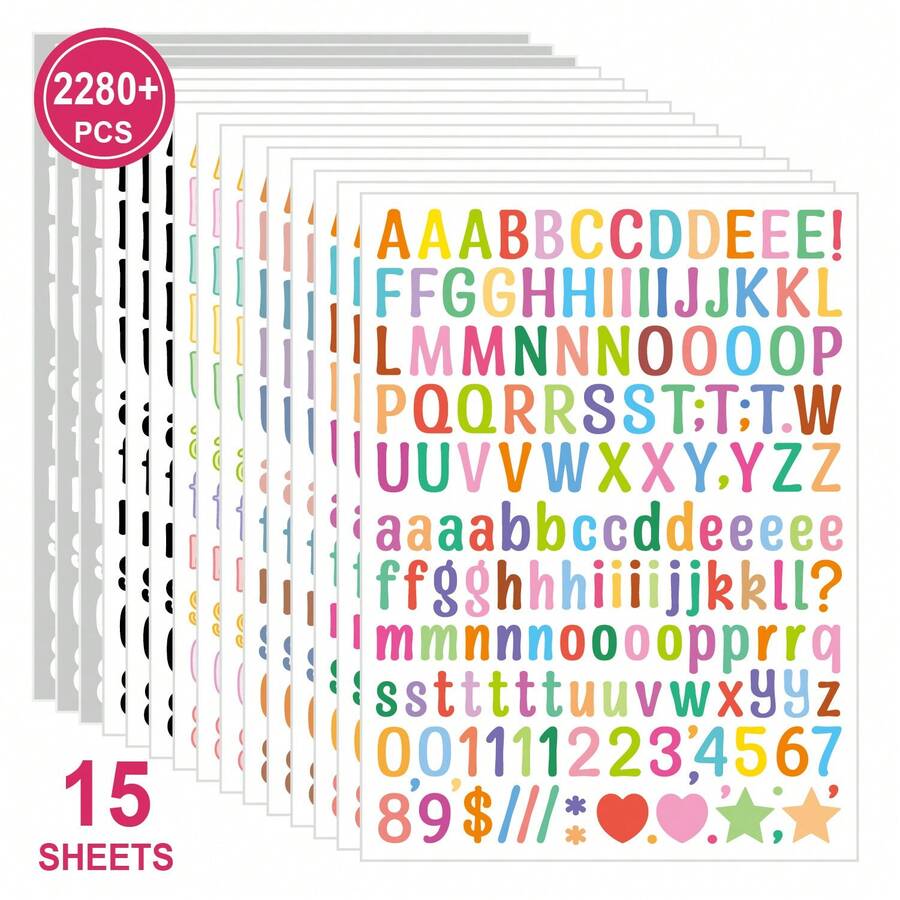 15 Sheets 2280pcs 0.5-Inch Alphabet Sticker Set, Small Size Gukka ...