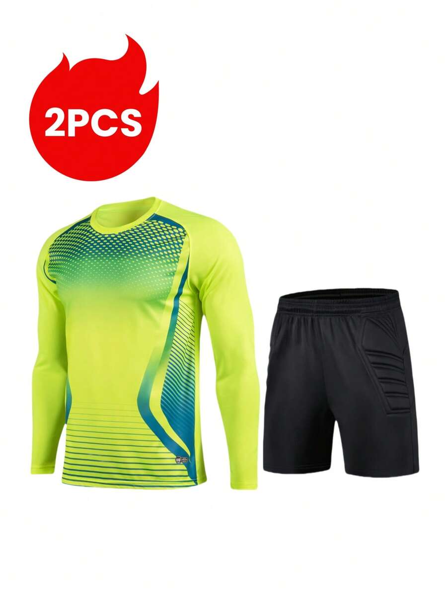 2Pcs/Set Goalkeeper Jersey With Elbow Pads, Anti-Slip Chest Strips ...